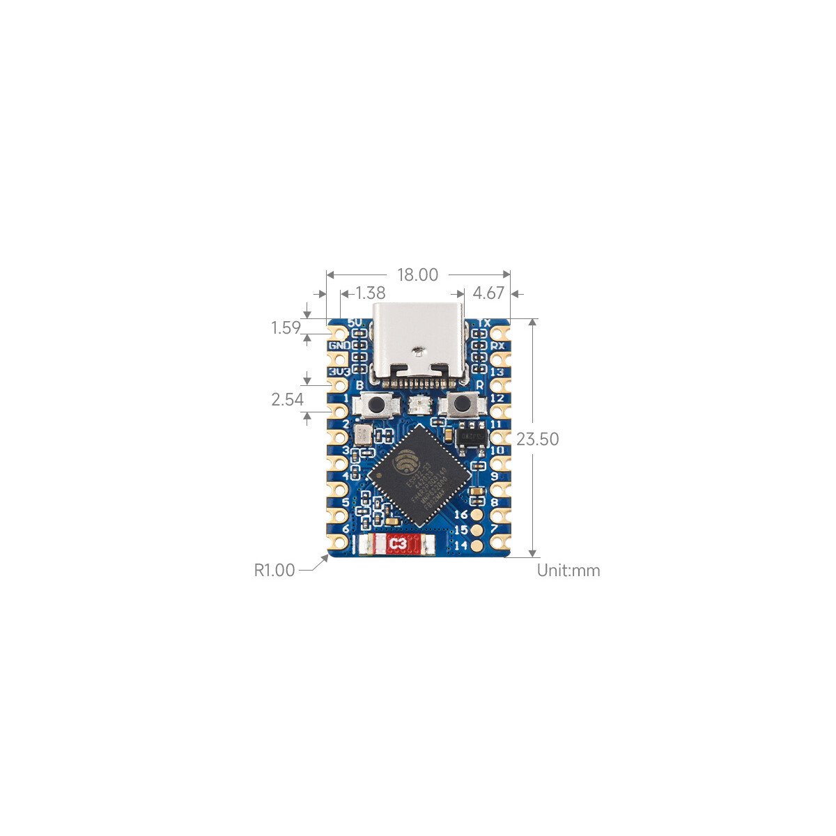 Waveshare Esp32 S3 Mini Development Board Esp32 S3fh4r2 240mhz 2 4ghz